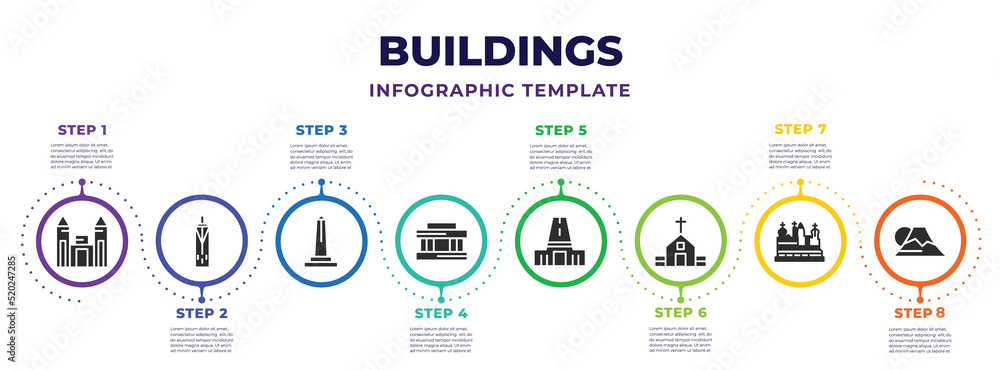 buildings infographic design template with charles bridge, world trade ...