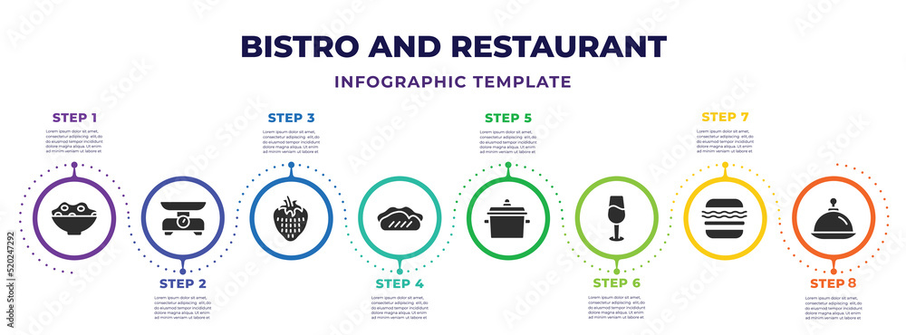 bistro and restaurant infographic design template with appetizers bowl ...