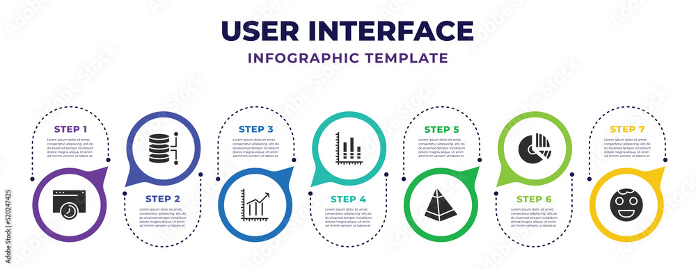 User Interface Infographic Design Template With Window Time Data Analytics Cylinder Bars And