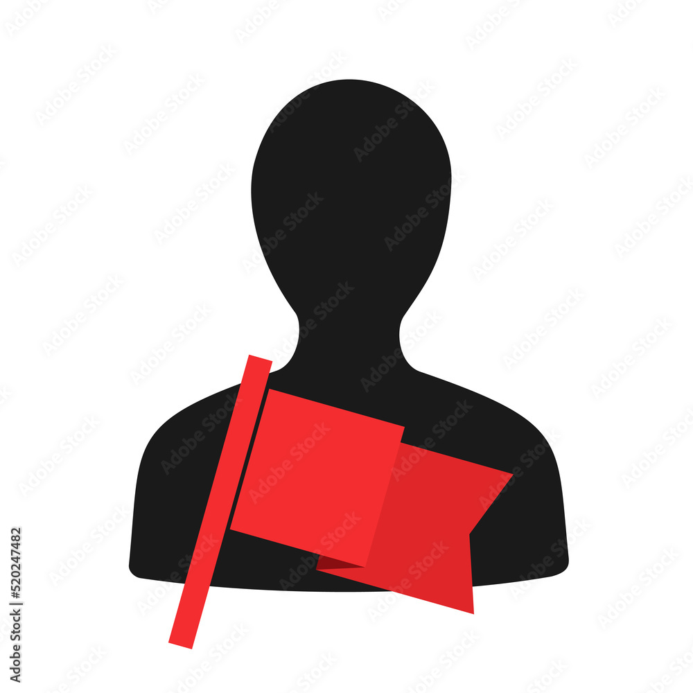 Person and red flag - warning sign to avoid relationship, partnership ...