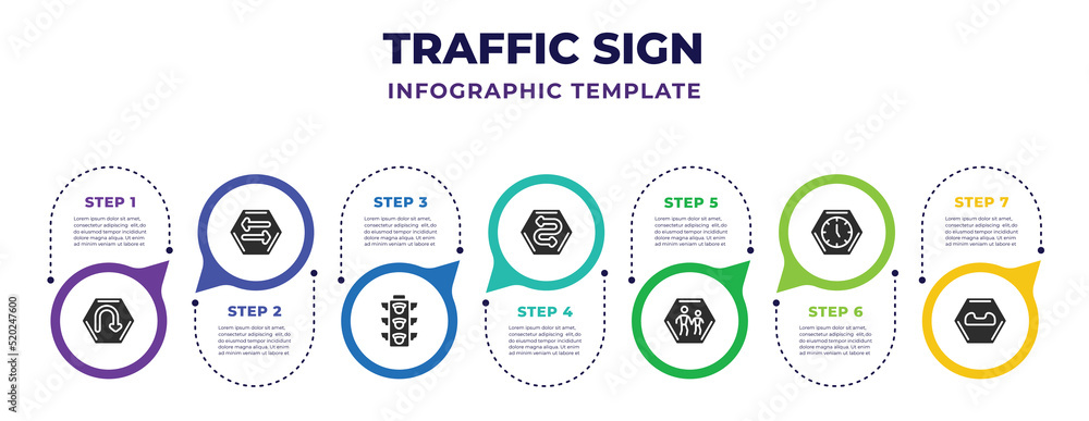 traffic sign infographic design template with u turn, two ways, traffic ...