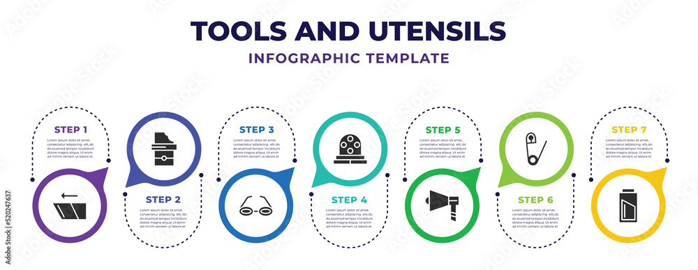 tools and utensils infographic design template with shear, chote box ...