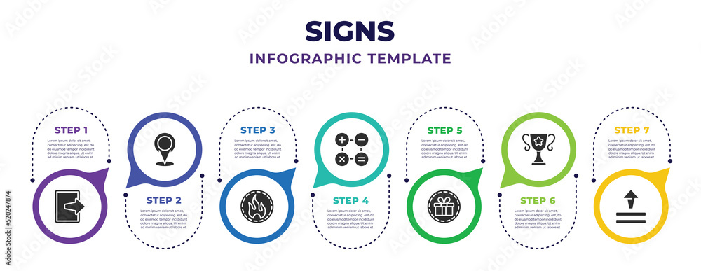 signs infographic design template with exit right arrow, placeholders ...