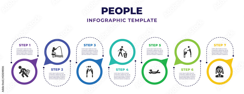 people infographic design template with worker running, sitting man ...