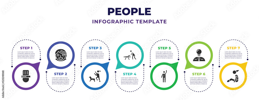 people infographic design template with sir, happy smile, dog trainer ...
