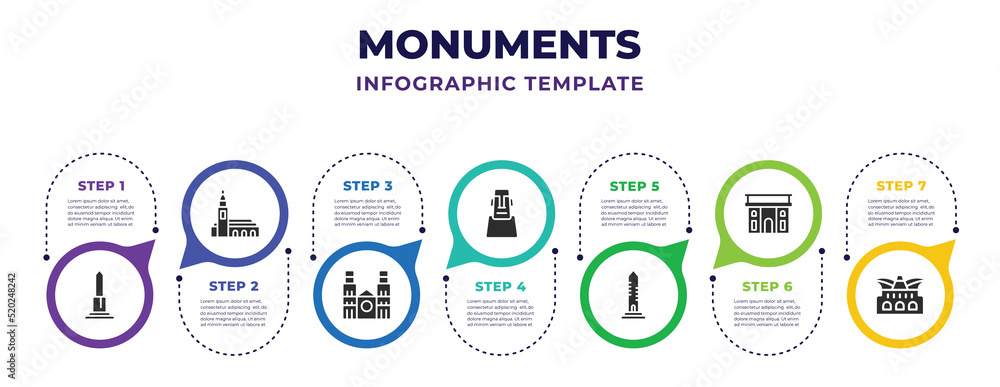 monuments infographic design template with monument site, hassan mosque ...