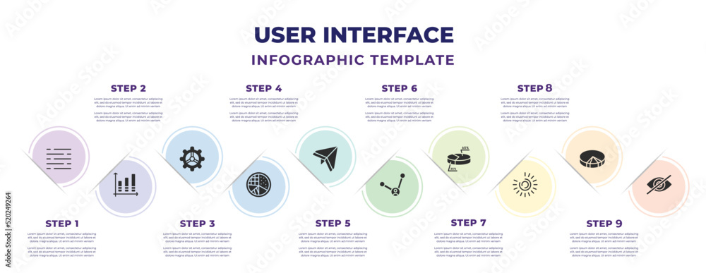 user interface infographic design template with justified, bars chart ...