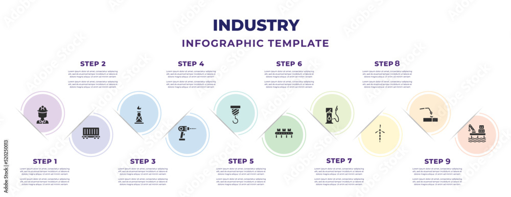industry infographic design template with industrial engineer, train ...