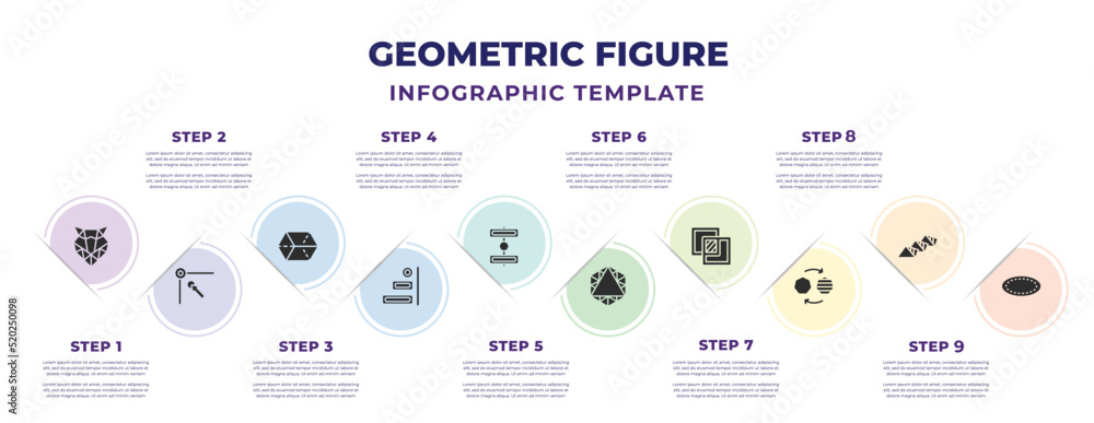 geometric figure infographic design template with polygonal wolf head ...