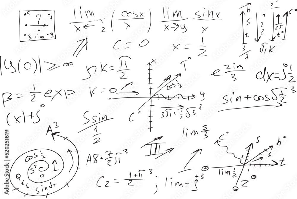 Mathematical, scientific formulas and expressions. Educational, vector ...