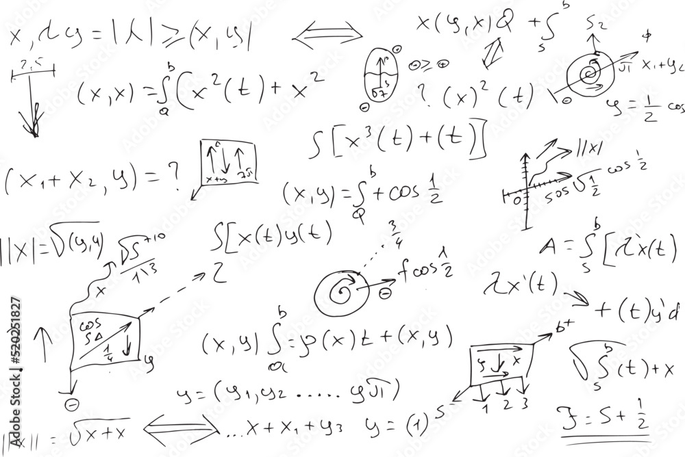 Mathematical, scientific formulas and expressions. Educational, vector ...