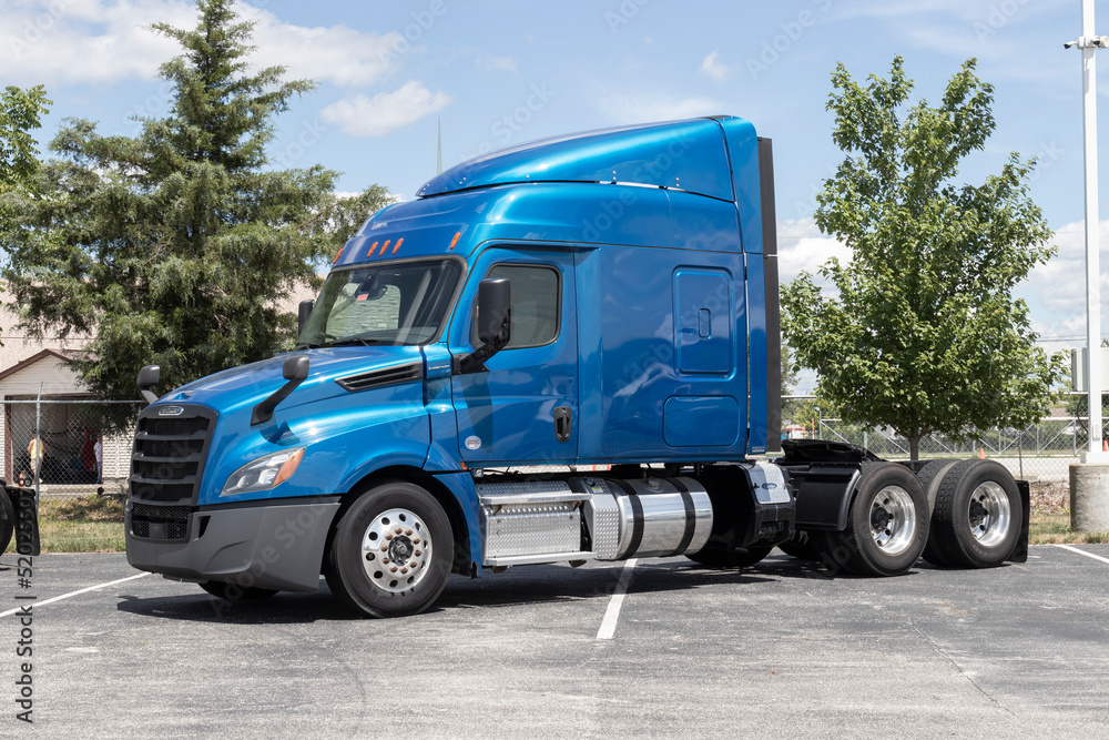 Freightliner Semi Tractor Trailer Trucks Lined up for sale ...