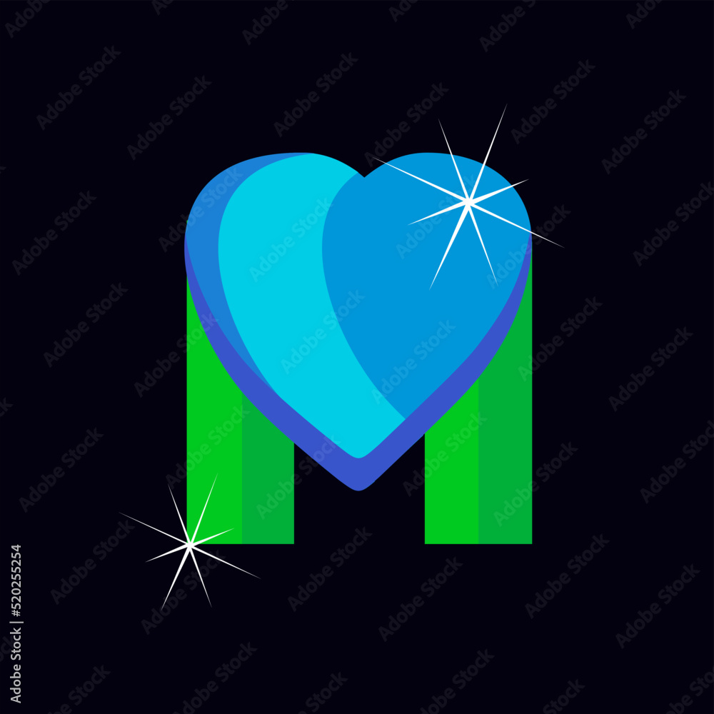 Template M heart logo design. Creative symbol concept template for ...
