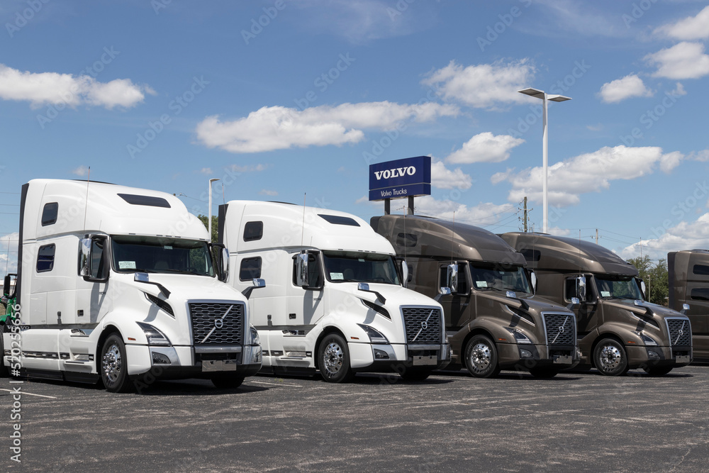 Volvo Semi Tractor Trailer Big Rig Truck display at a dealership. Volvo ...