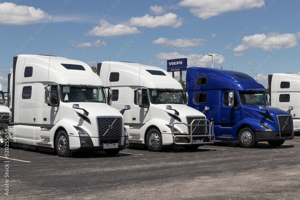 Volvo Semi Tractor Trailer Big Rig Truck display at a dealership. Volvo ...