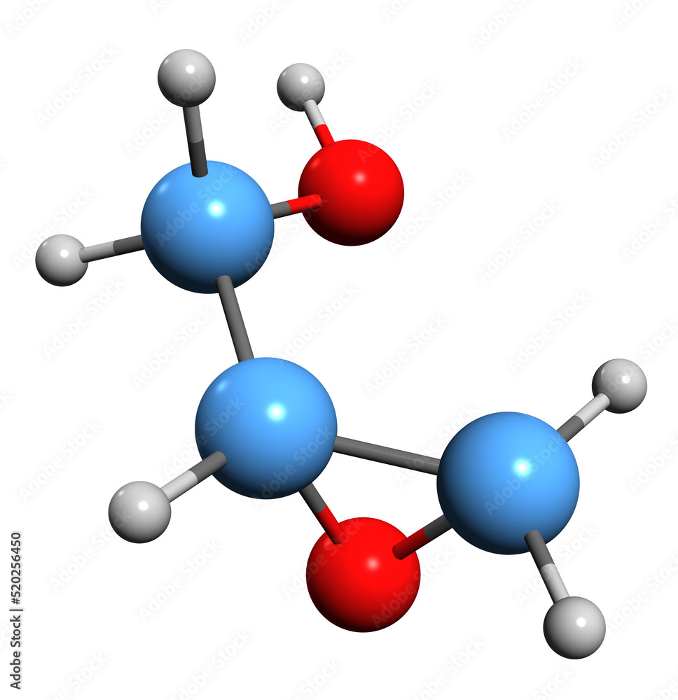 3D image of Glycidol skeletal formula - molecular chemical structure of ...