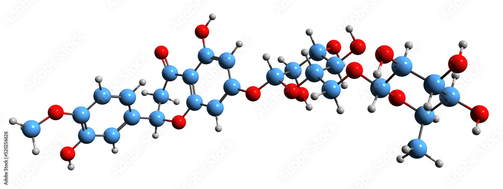 3D image of Hesperidin skeletal formula - molecular chemical structure ...
