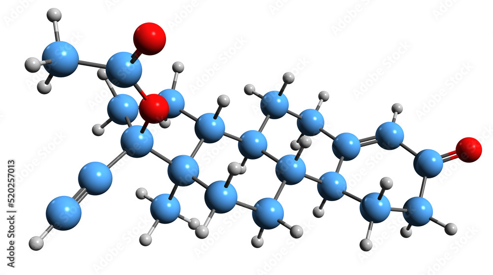 3D image of Norethisterone acetate skeletal formula - molecular ...