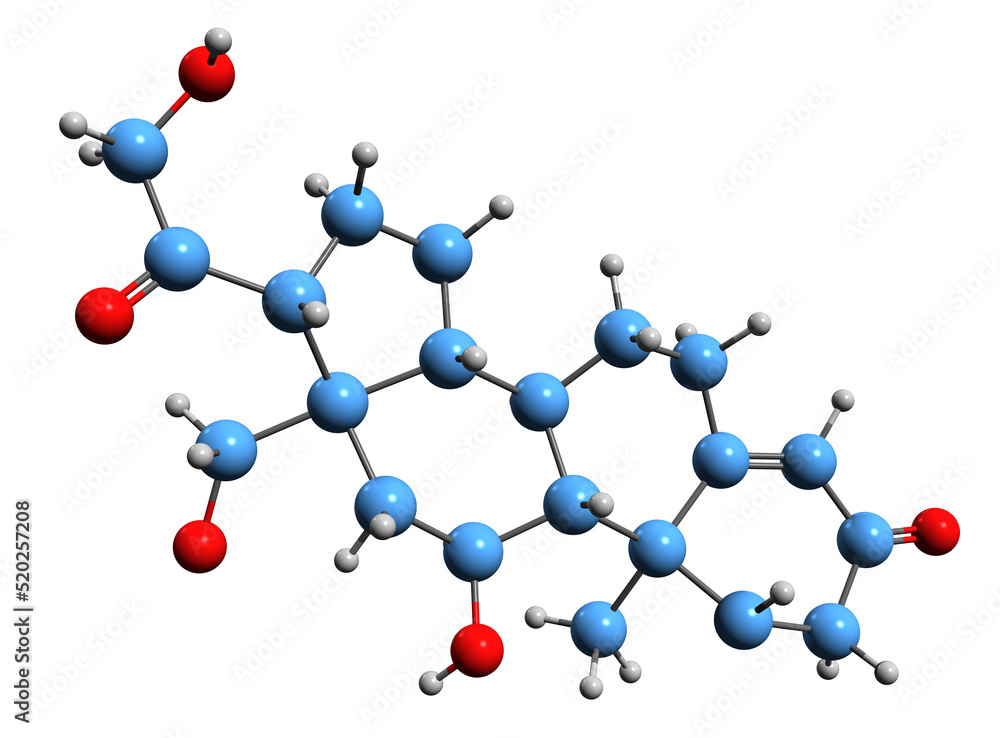 3D image of Hydroxycorticosterone skeletal formula - molecular chemical ...