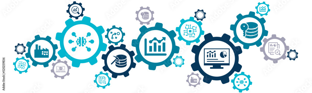 Business intelligence vector illustration concept with connected icons ...