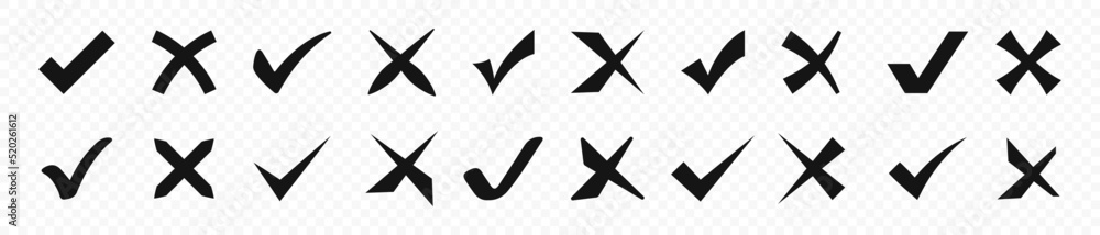 Tick and cross icons. Checkmark icon set. Checkmark icon collection ...