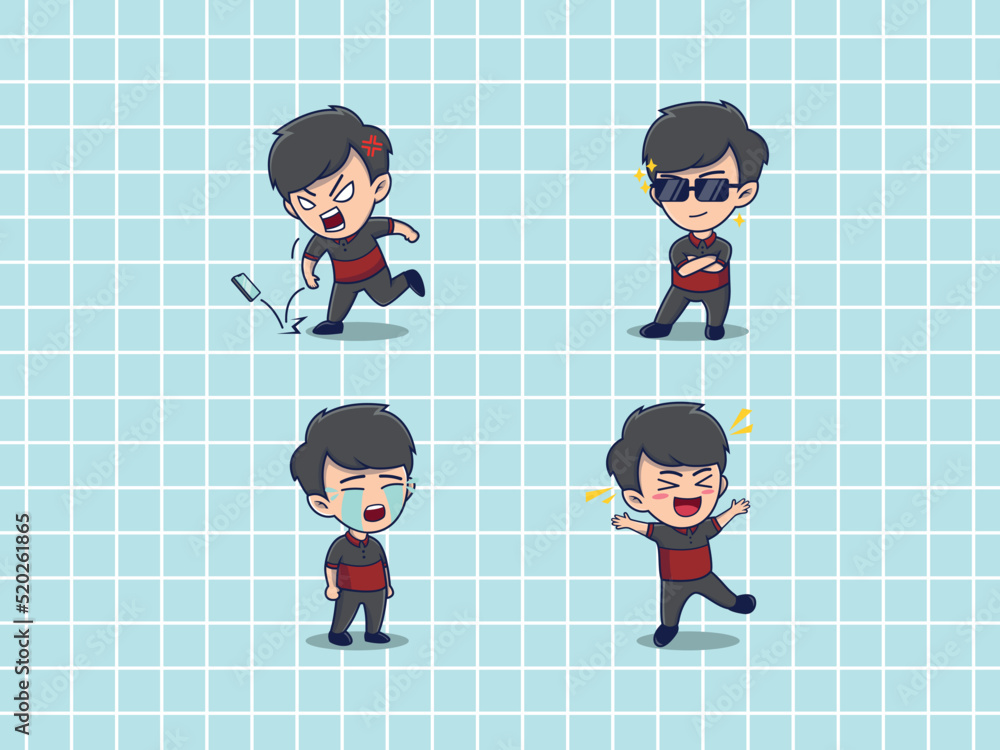 illustration cute vector of set stickers cute boys,People Icon Concept ...