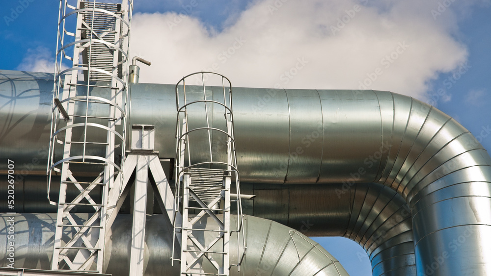 pipeline, in the photo pipeline close-up against a background of green ...