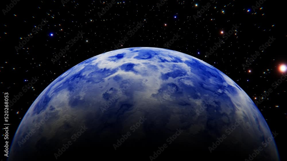 Realistic looping 3D cinemagraph of the blue Earth-like planet with ...