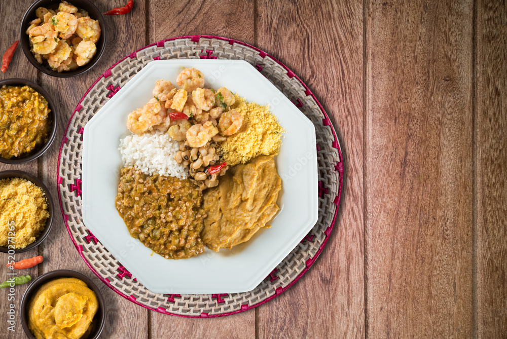 Caruru. Traditional Afro-Brazilian dish made with okra and dried shrimp ...