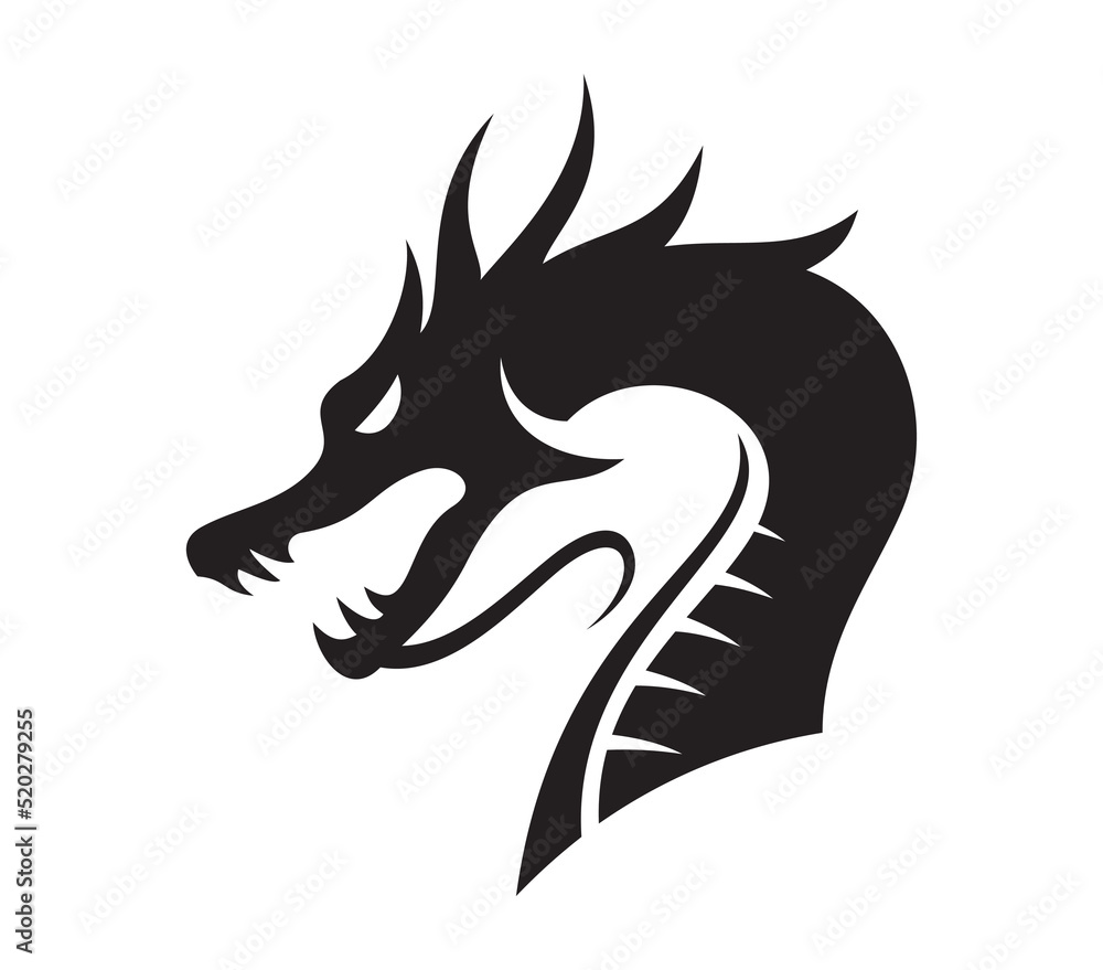 dragon icon vector. head of dragon silhouette Stock ベクター | Adobe Stock