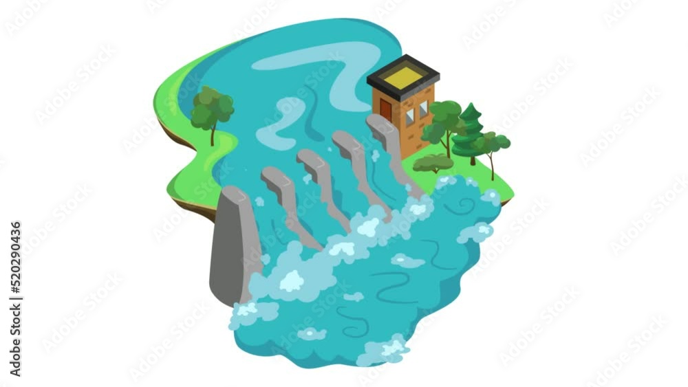 Hydropower vector grafic animation hydroelectric green energy Stock ビデオ ...