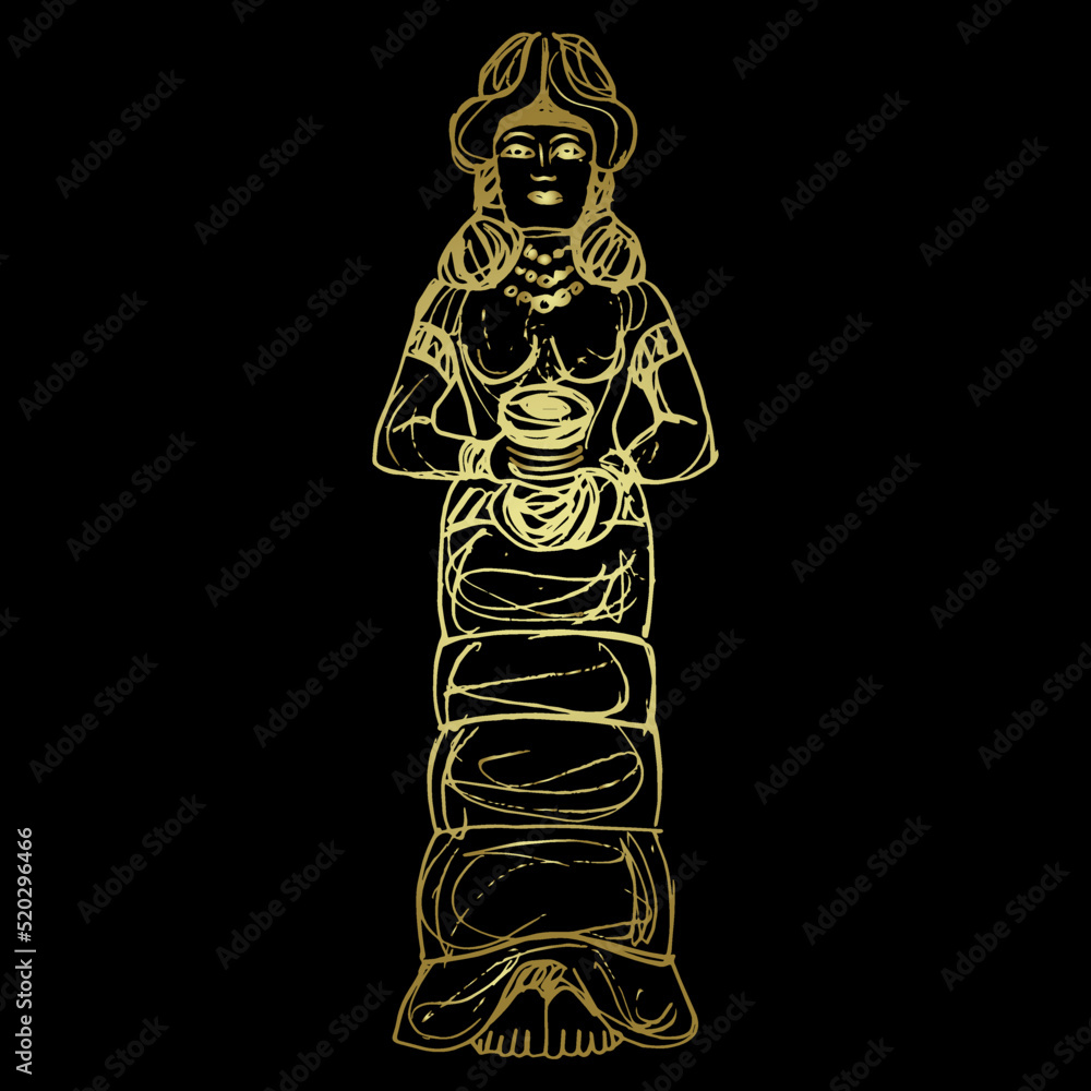 Mesopotamian goddess. Ancient Iranian sculpture of a woman holding ...