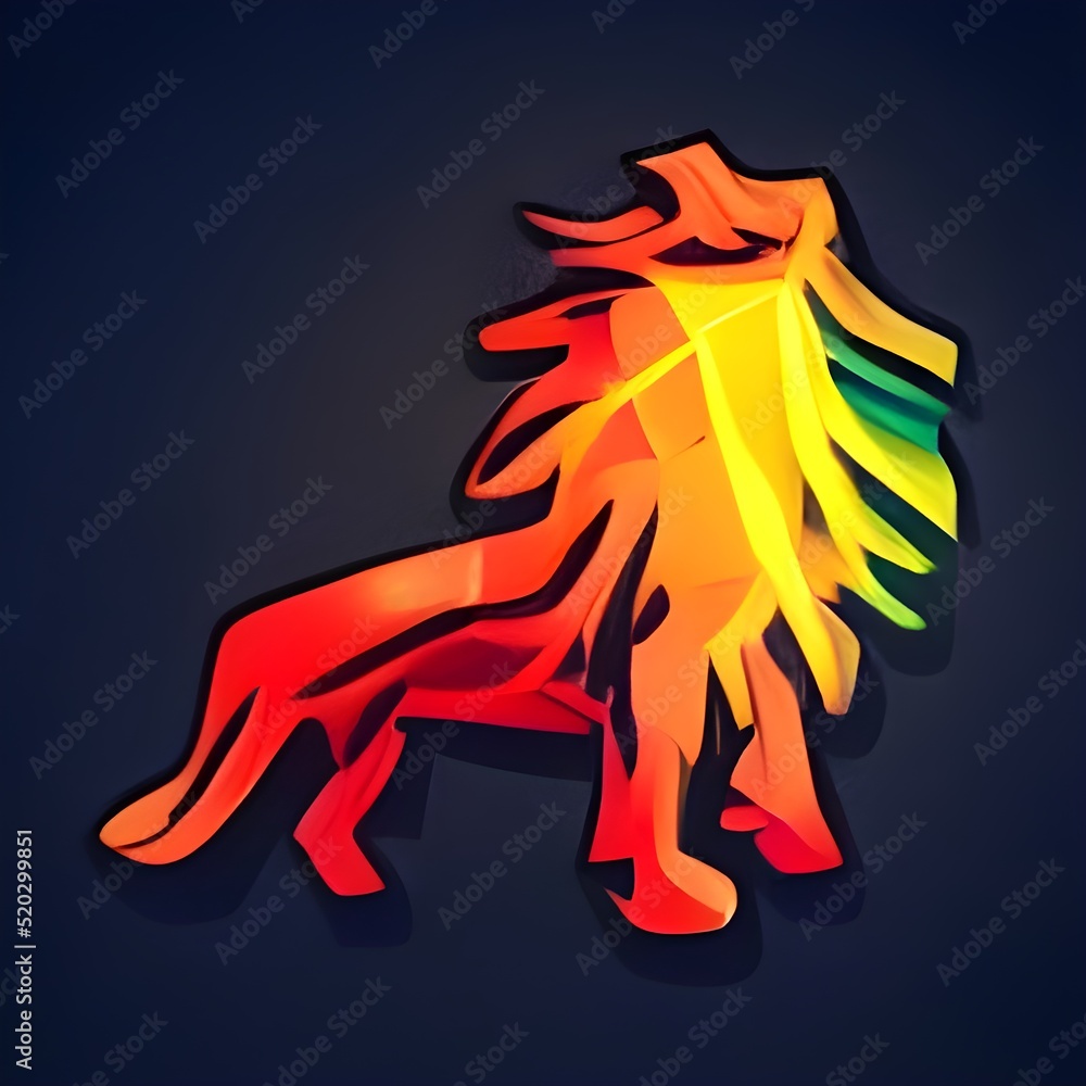 a colorful glowing low poly logo of a lion. low poly lion logo Stock ...