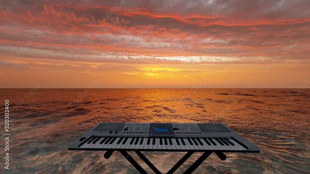 piano grand piano keyboard with nature background Stock Illustration ...