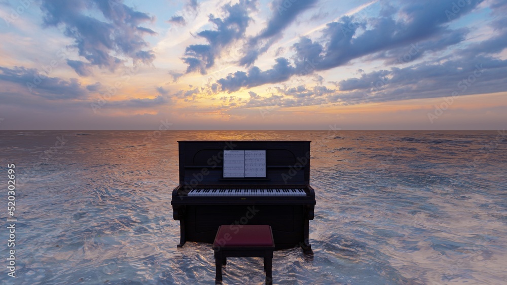 piano grand piano keyboard with nature background Stock Illustration ...