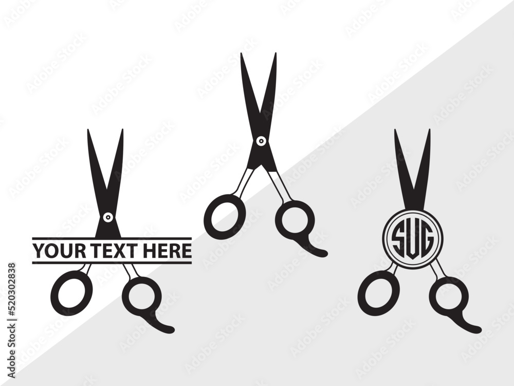 Scissors Monogram SVG Cut File | Scissors Kids Svg | Barber Scissors ...