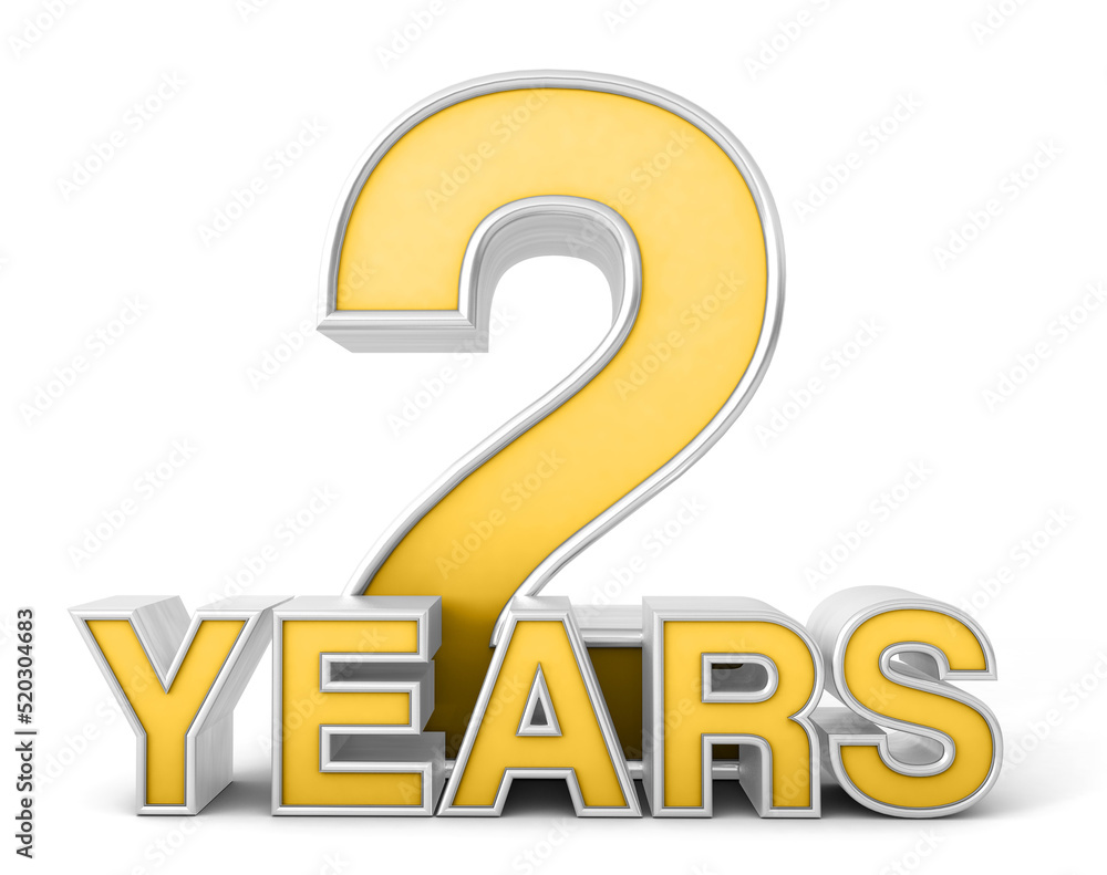 2 years 3d isolated on white background. Celebrating 2nd anniversary ...