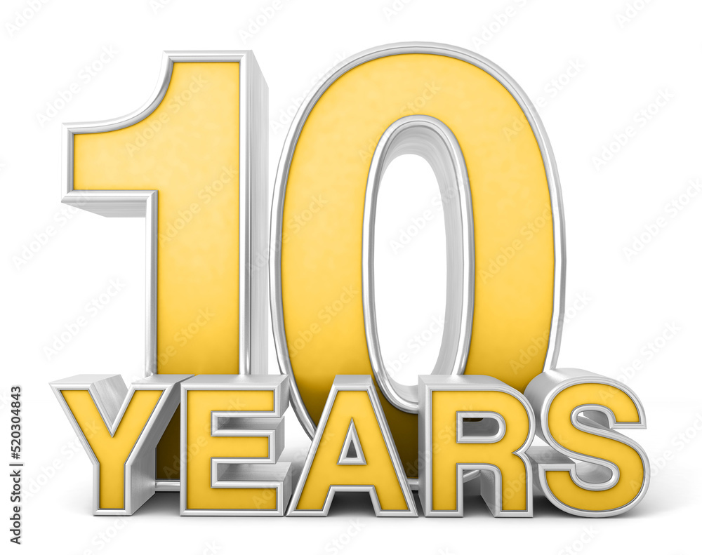 10 years 3d isolated on white background. Celebrating 10th anniversary ...