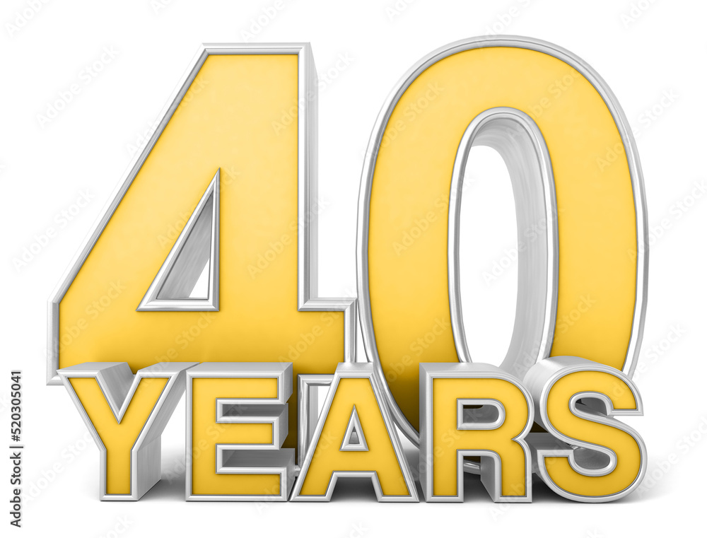 40 years 3d isolated on white background. Celebrating 40th anniversary ...