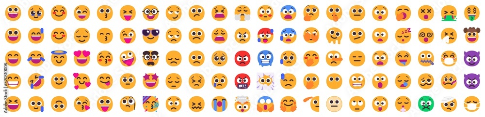 Emoticons- New Windows 11 Updated Emoji list Stock Vector | Adobe Stock