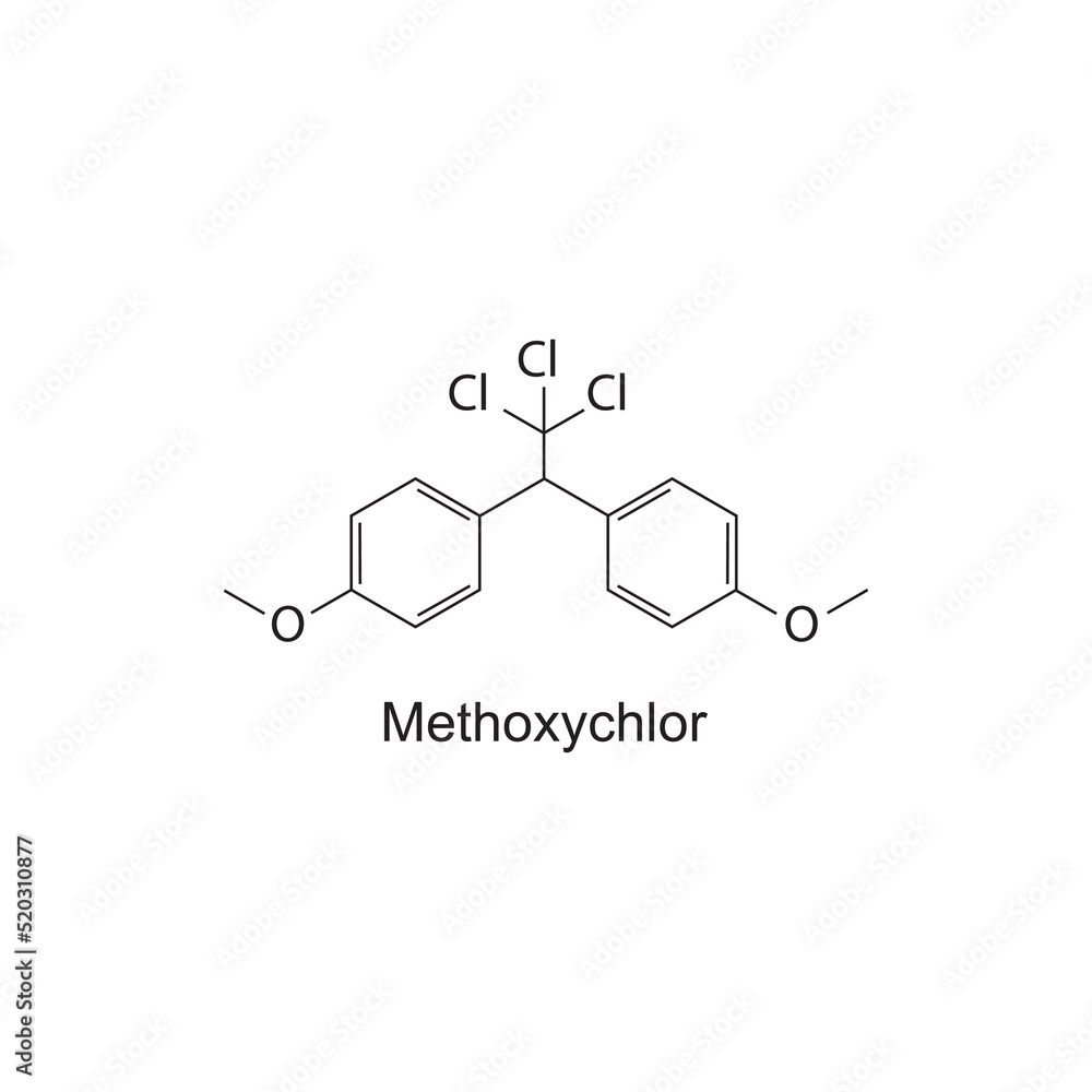 Methoxychlor pesticide chemical structure on white background. Stock ...