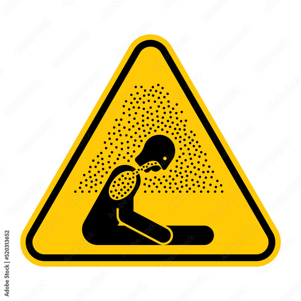 Asphyxiating atmosphere warning sign. Vector illustration of yellow ...