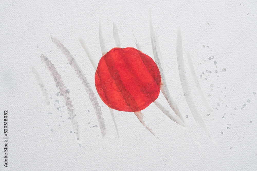 Japan flag watercolor painting japanese country of asia backdrop white ...