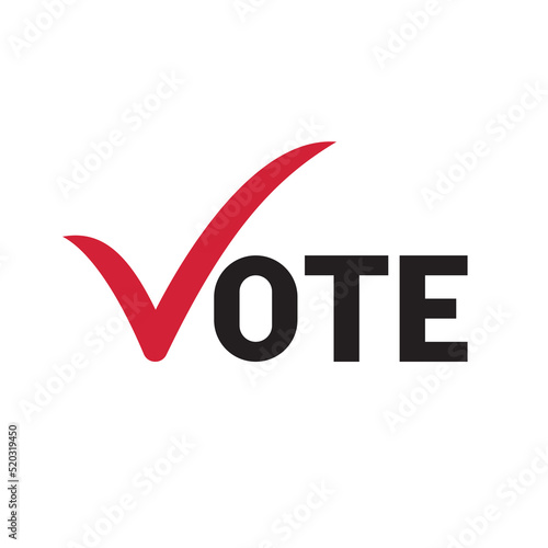Naklejka Vote word with checkmark symbols, Check mark icon, Political ...