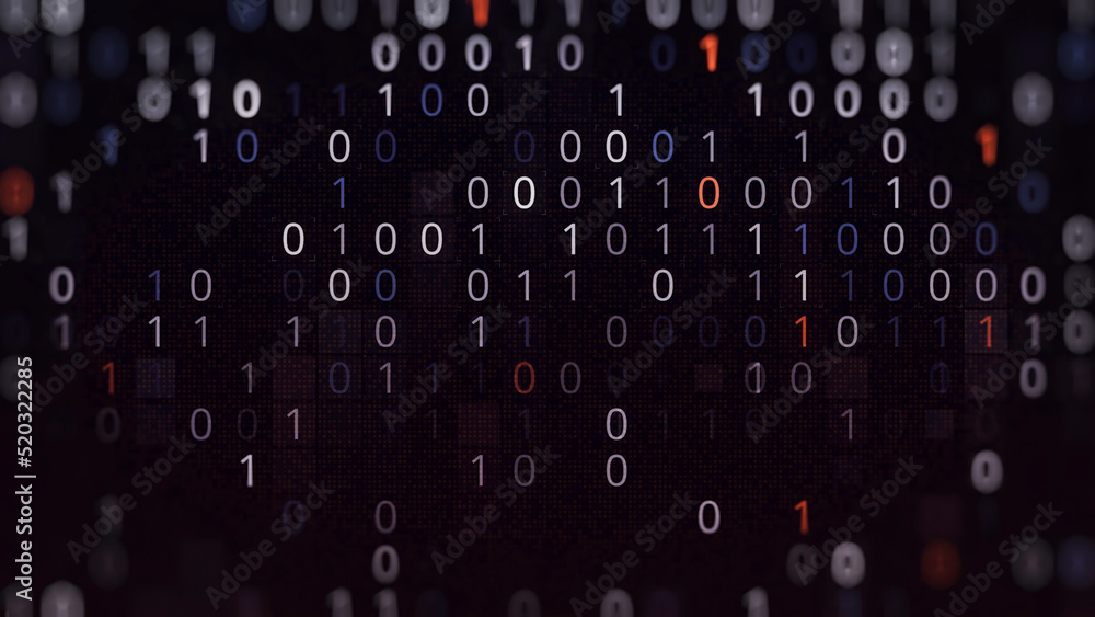 Computer Background With Binary Code Animation Virtual Space Of Software With Binary Code