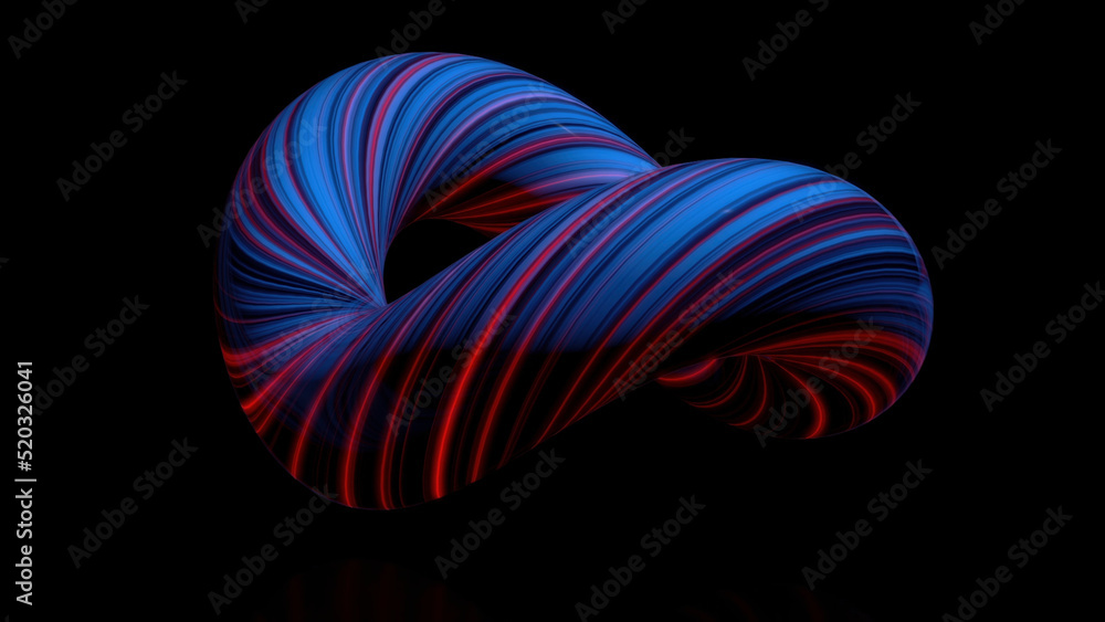 Coloured curved figure torus. Three-dimensional animation of bundle of ...