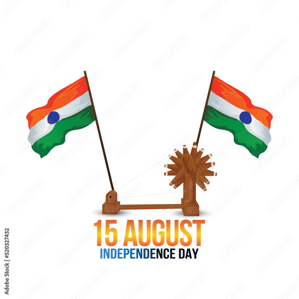 15 august text with ashok chakra and indian tricolor flag Stock Vector ...
