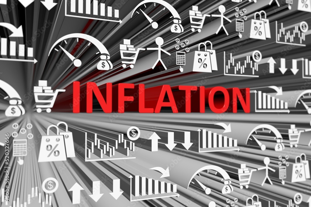 INFLATION concept blurred background 3d render illustration Stock ...