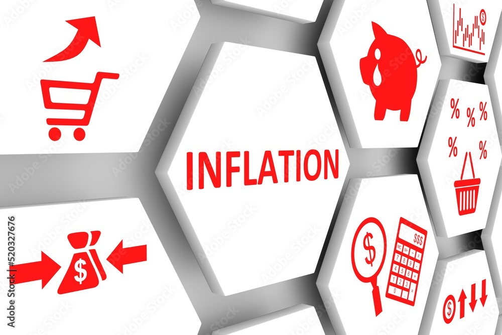 ภาพประกอบสต็อก INFLATION concept cell background 3d illustration ภาพ ...