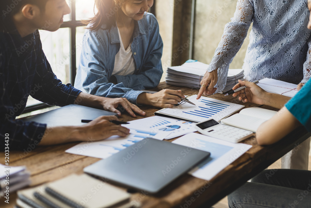 Colleague working together in meeting room, brainstorming group of ...